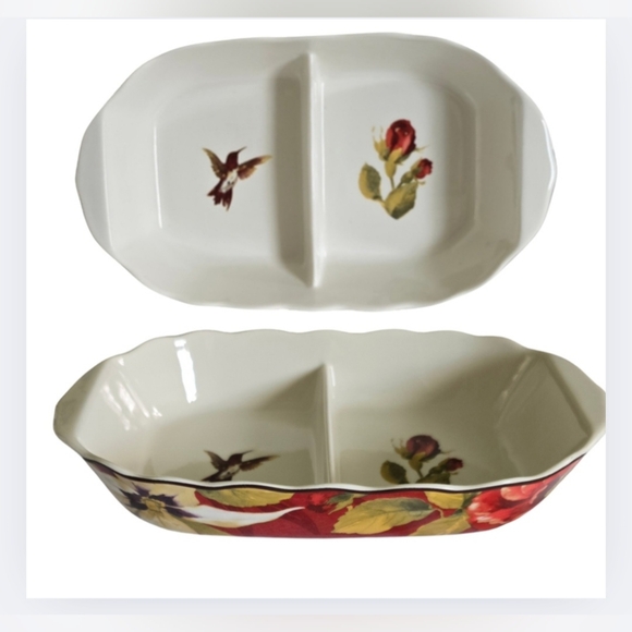 222 Fifth | Dining | 222 Fifth Belize Red 1 Oval Divided Vegetable Bowl ...